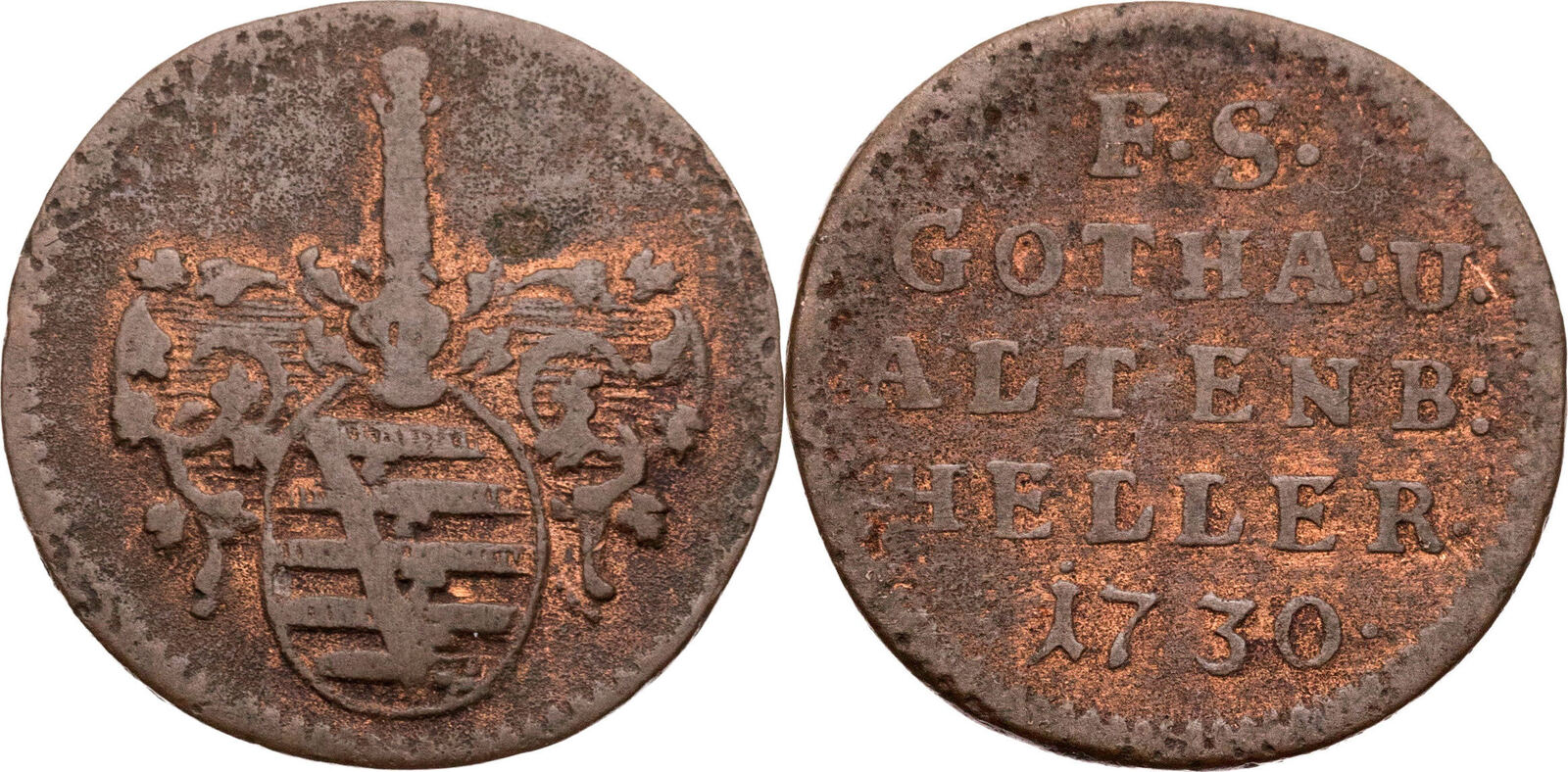 Sachsen-Gotha-Altenburg 1 Heller 1730 Friedrich II. (1691-1732) ss | MA ...