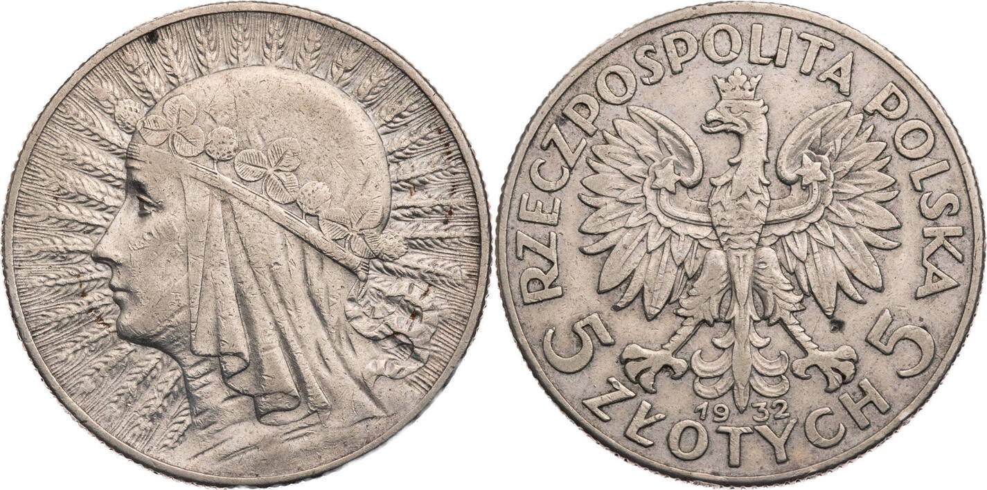 Polen 5 Zlotych 1932 Polonia - Kursmünze (1932-1934) ss | MA-Shops