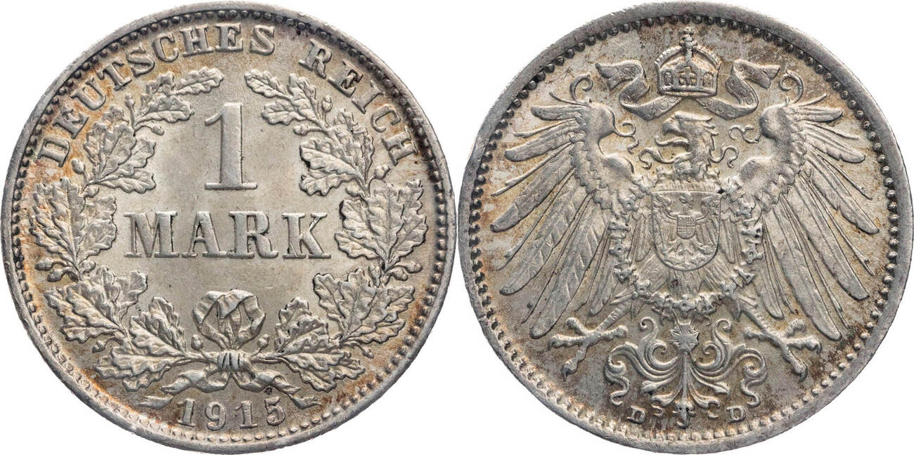 Kaiserreich 1 Mark 1915 D Kursmünze (1891-1916) f.vz | MA-Shops
