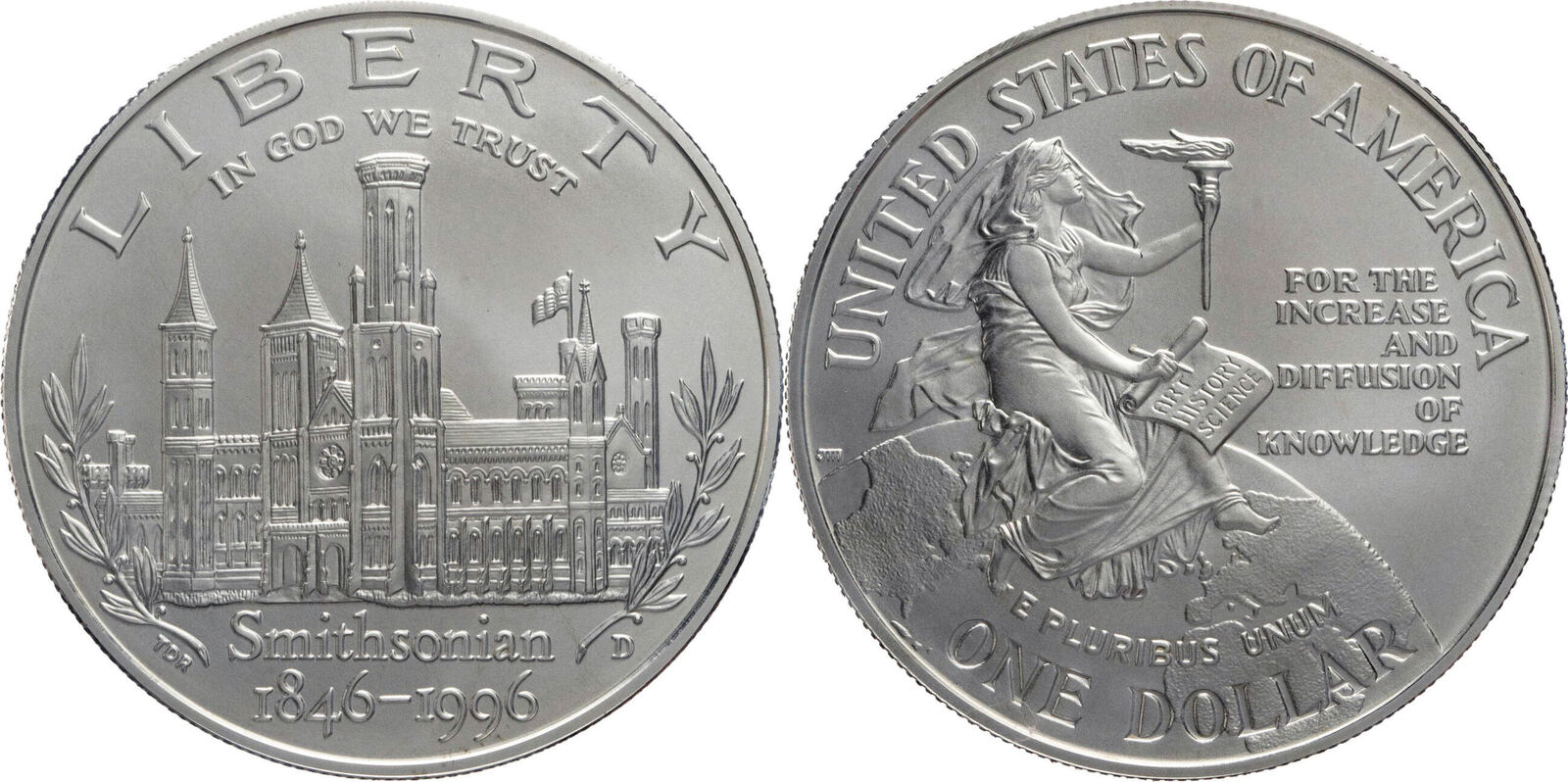 USA 1 Dollar 1996 D Smithsonian 150th Anniversary vz-st | MA-Shops