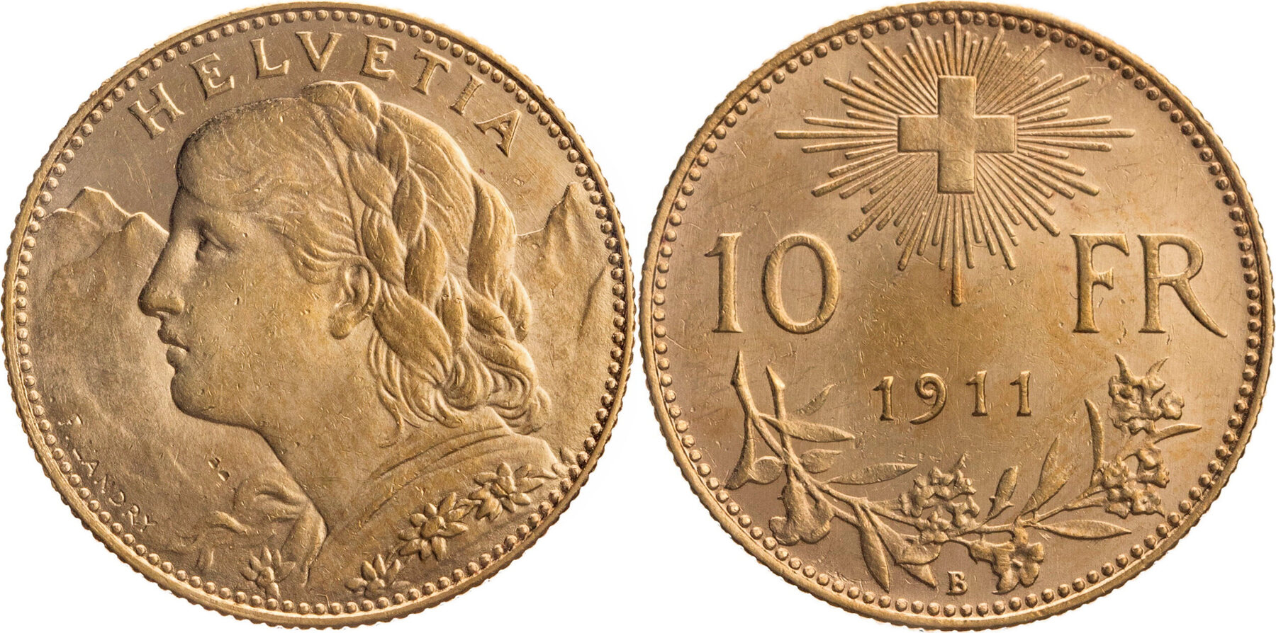 Schweiz 10 Franken 1911 B Vreneli - Kursmünze (1911-1922) ss-vz | MA-Shops