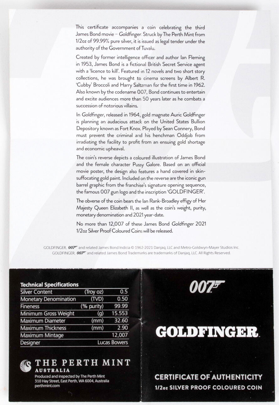 Tuvalu 50 Cents 2021 Elizabeth II. (1952-2022) - James Bond 007 ...