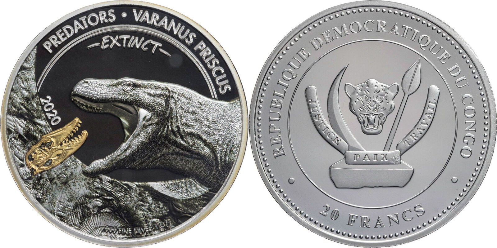 Kongo, Demokratische Republik 20 Francs 2020 Megalania (Varanus priscus ...