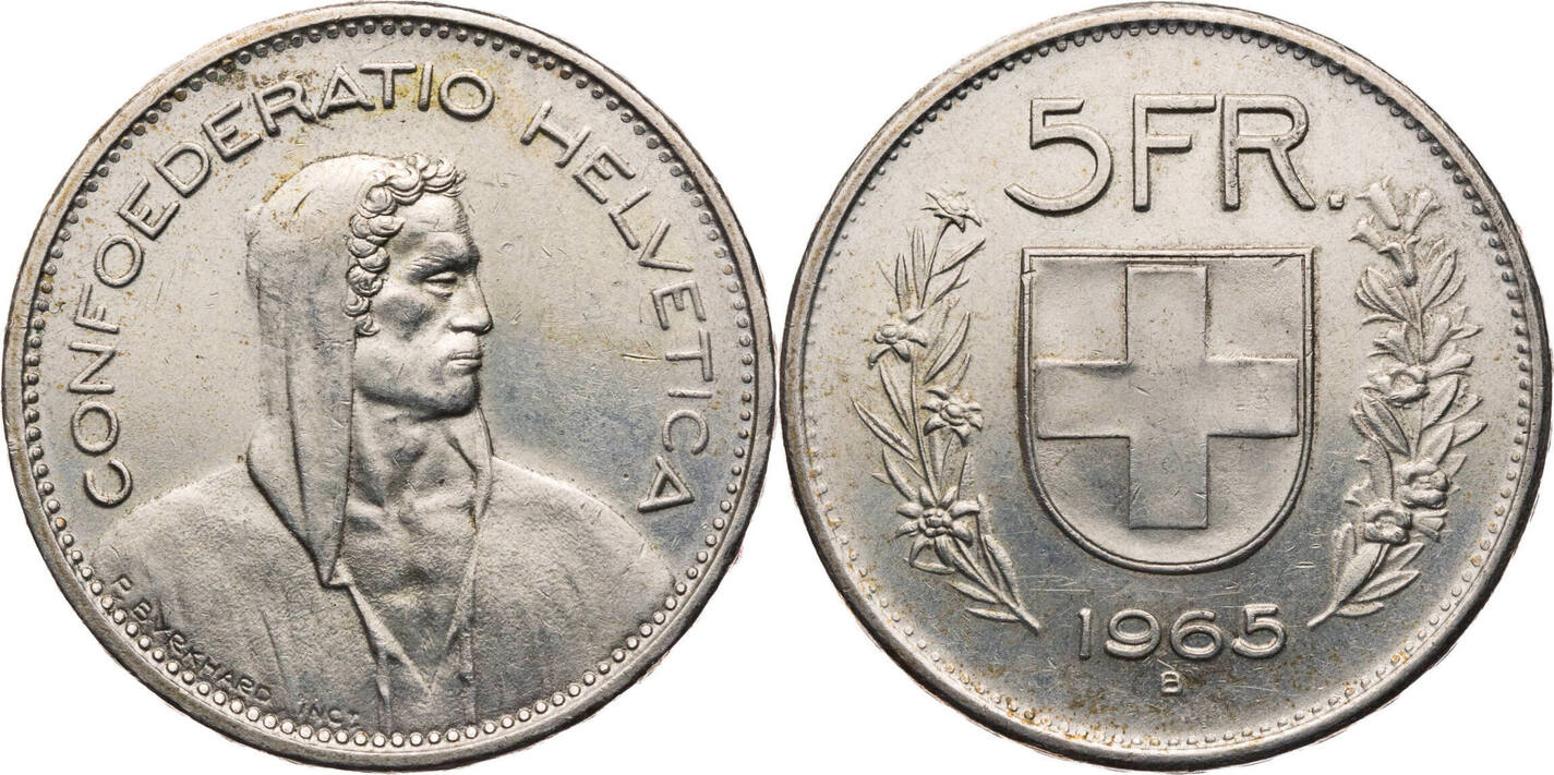 Schweiz 5 Franken 1965 B Alphirt - Kursmünze (1931-1969) ss | MA-Shops