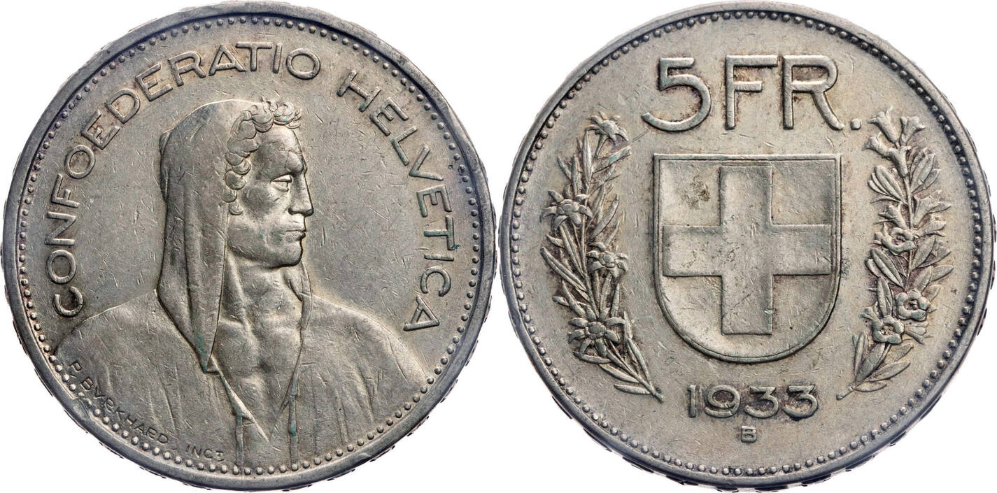 Schweiz 5 Franken 1933 B Alphirt - Kursmünze (1931-1969) ss | MA-Shops