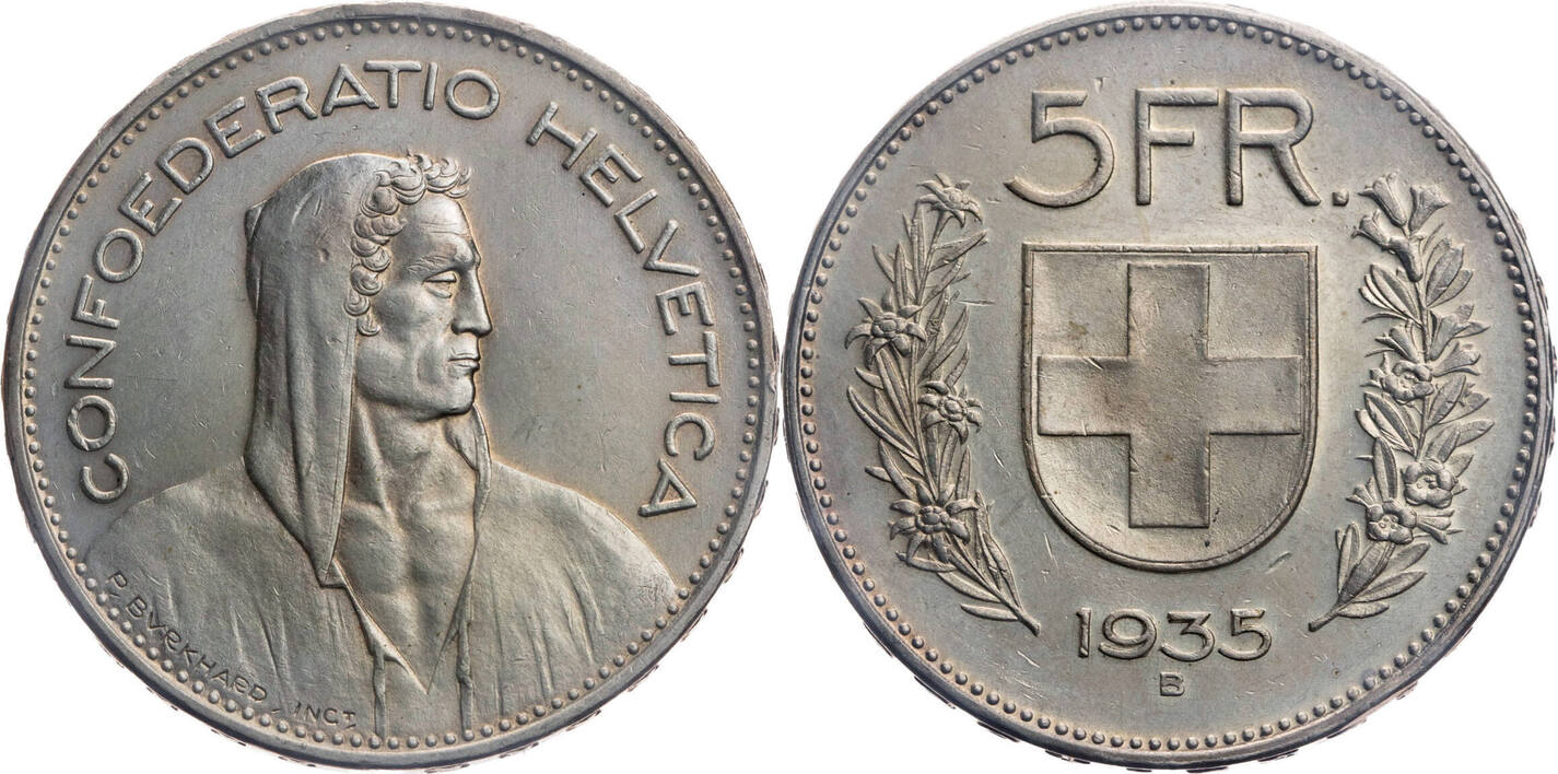 Schweiz 5 Franken 1935 B Alphirt - Kursmünze (1931-1969) vz, Kratzer | MA-Shops