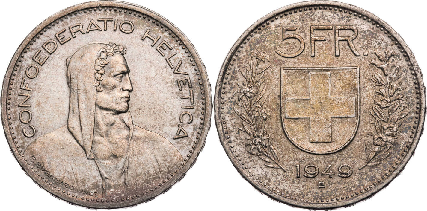 Schweiz 5 Franken 1949 B Alphirt - Kursmünze (1931-1969) ss | MA-Shops