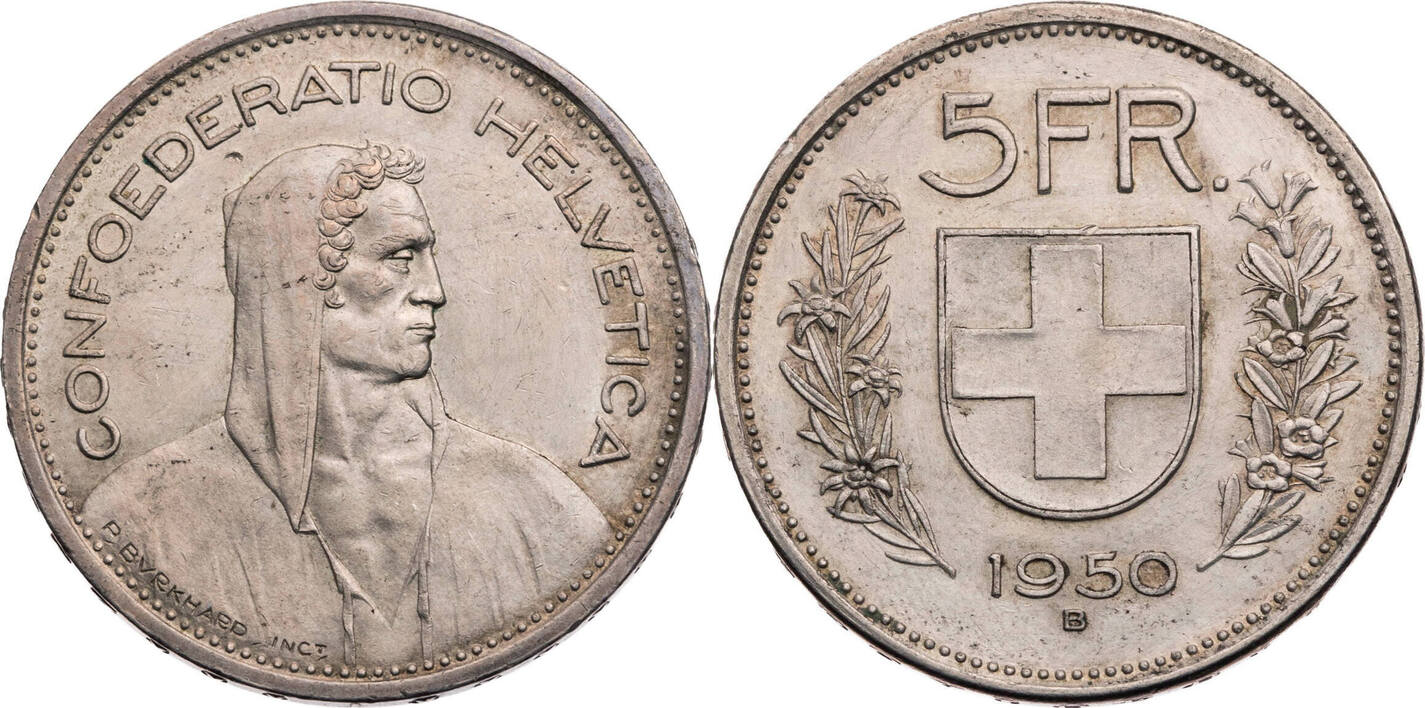 Schweiz 5 Franken 1950 B Alphirt - Kursmünze (1931-1969) ss-vz | MA-Shops
