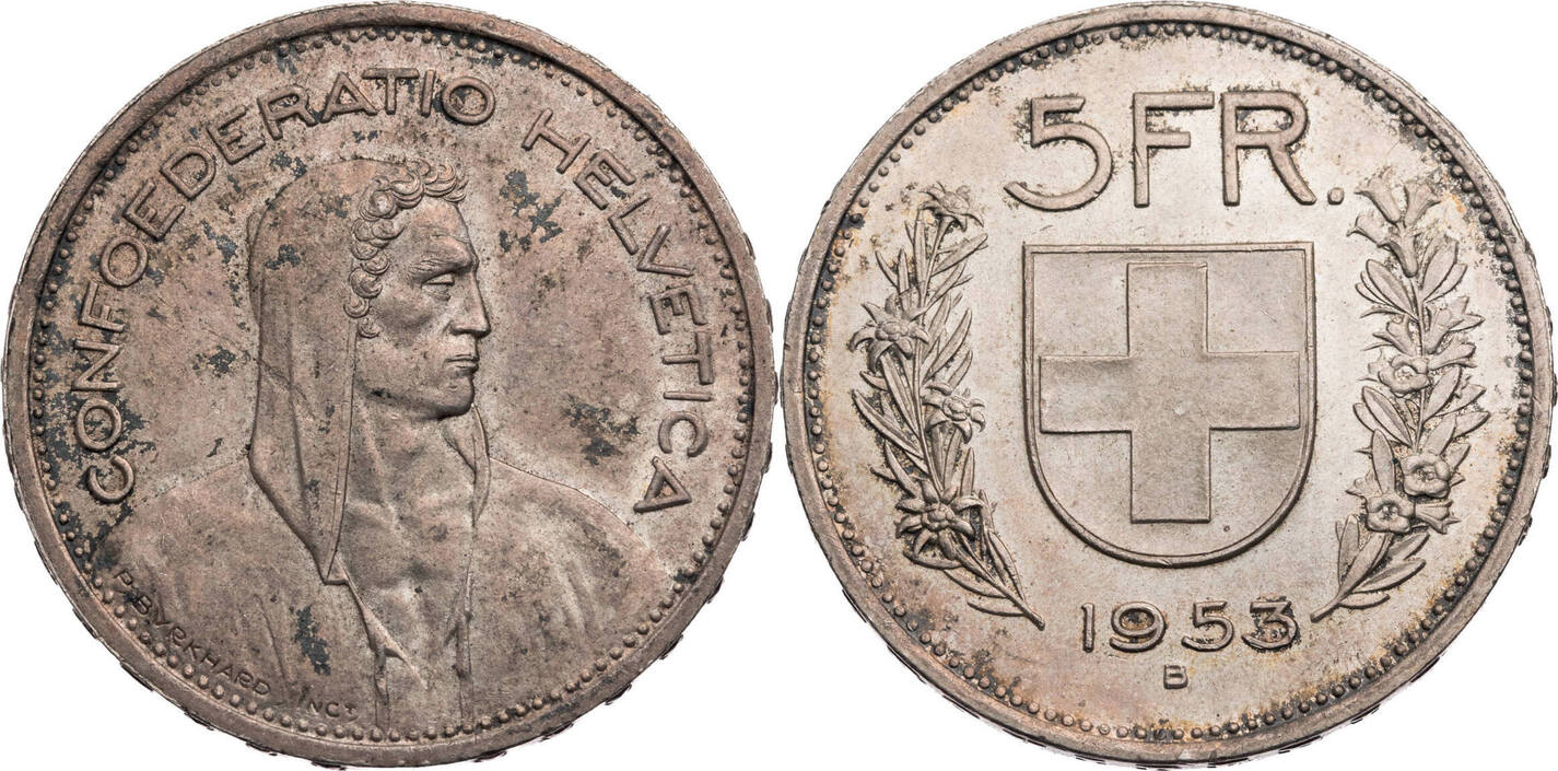 Schweiz 5 Franken 1953 B Alphirt - Kursmünze (1931-1969) ss-vz | MA-Shops