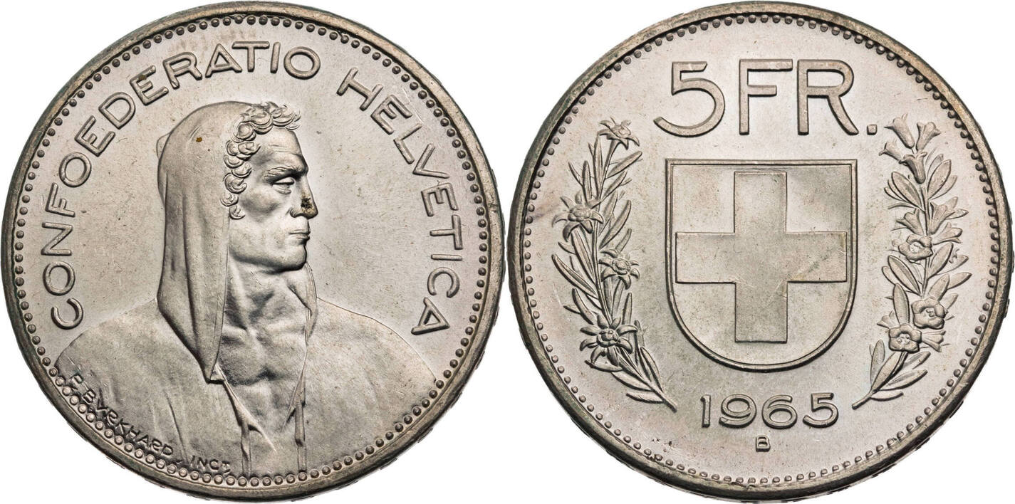 Schweiz 5 Franken 1965 B Alphirt - Kursmünze (1931-1969) vz | MA-Shops