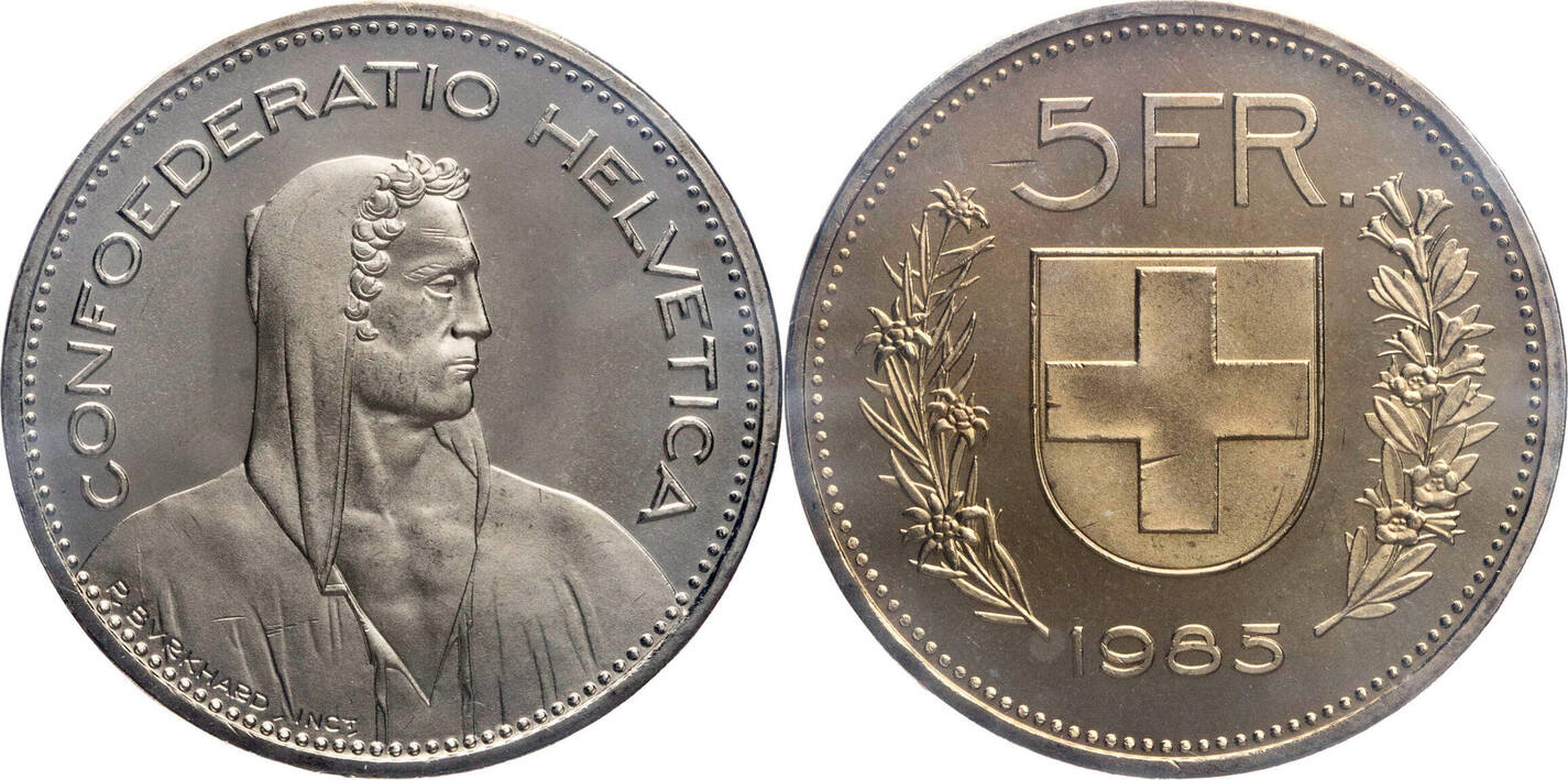 Schweiz 5 Franken 1985 B Alphirt - Kursmünze (1931-1969) PP | MA-Shops