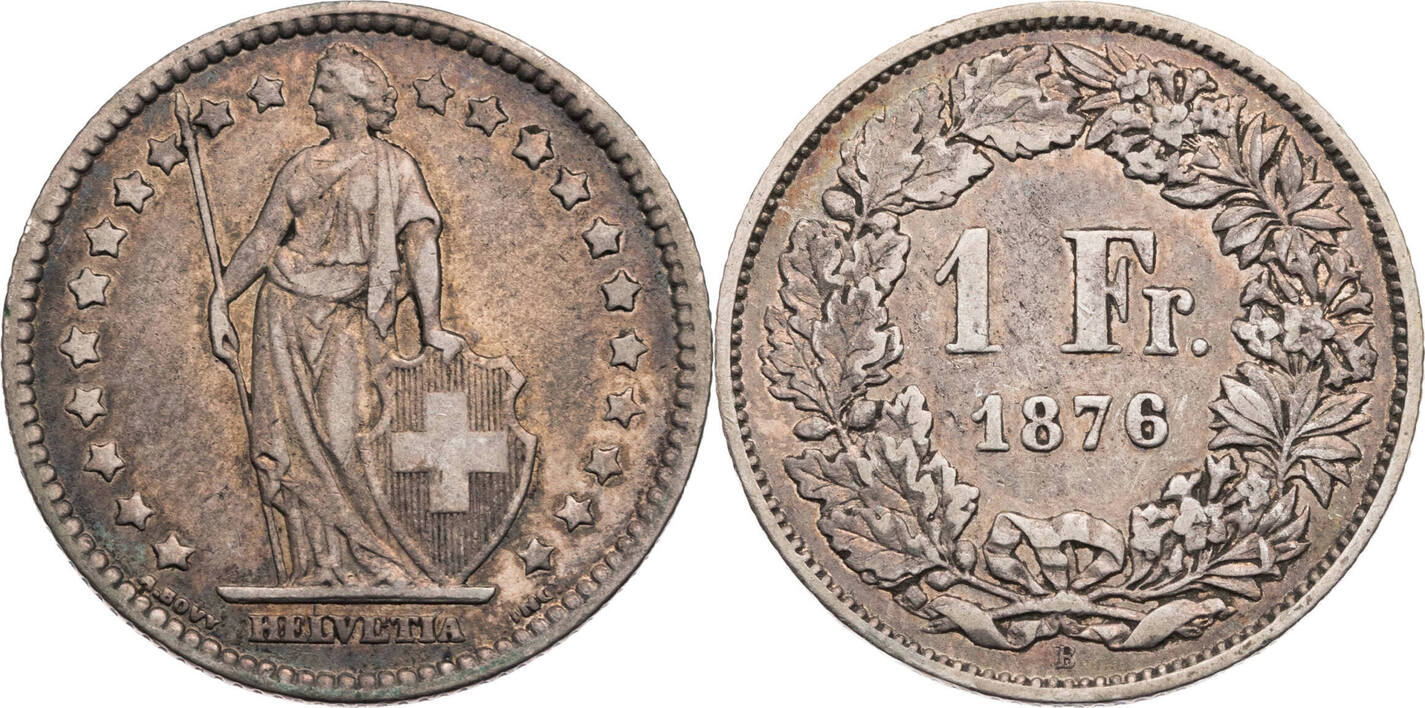 Schweiz 1 Franken 1876 B Helvetia - Kursmünze (1875-1967) ss | MA-Shops