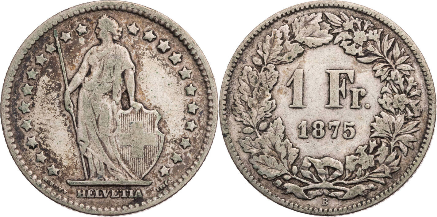 Schweiz 1 Franken 1875 B Helvetia - Kursmünze (1875-1967) schön | MA-Shops