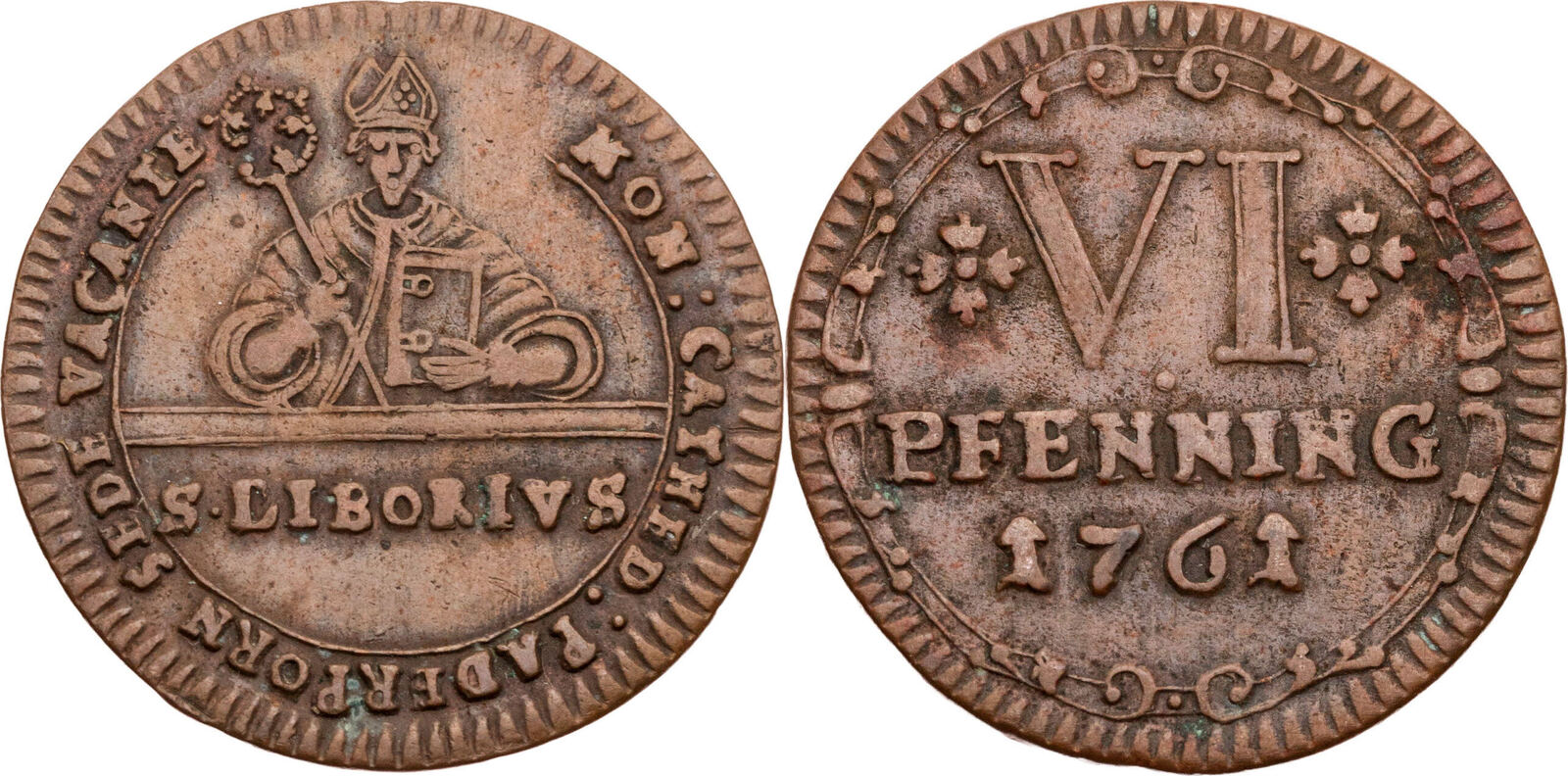 Paderborn, Bistum 6 Pfennig 1761 Sedisvakanz (1761-1763) ss | MA-Shops