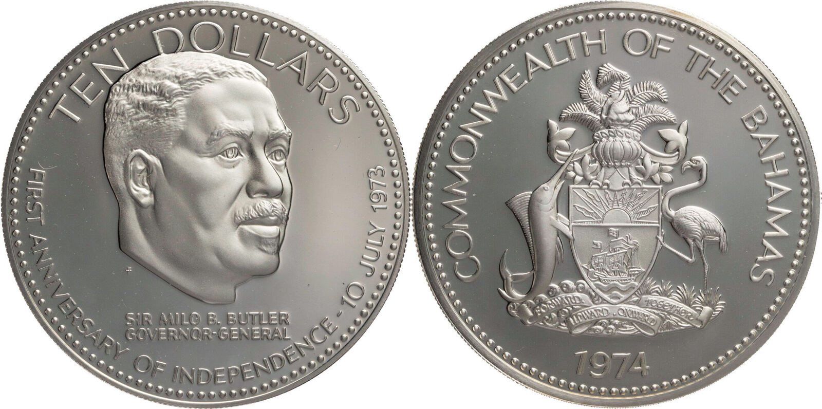 Bahamas 10 Dollars 1974 Auf das erste Jahr der Unabhängigkeit - Milo B ...