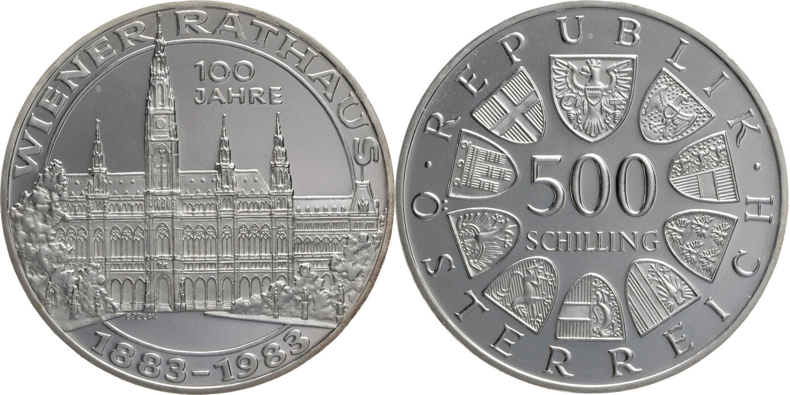 Österreich 500 Schilling 1983 100 Jahre Wiener Rathaus PP | MA-Shops