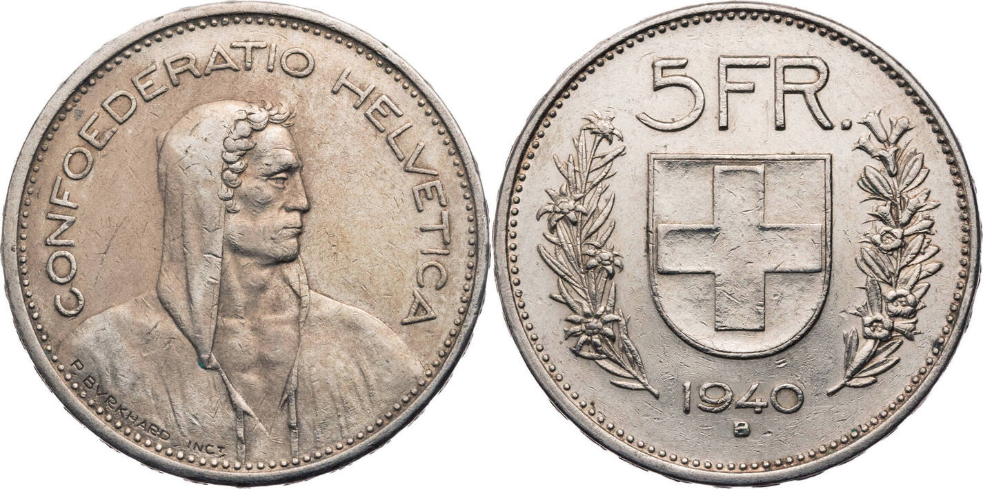 Schweiz 5 Franken 1940 B Alphirt - Kursmünze (1931-1969) ss | MA-Shops