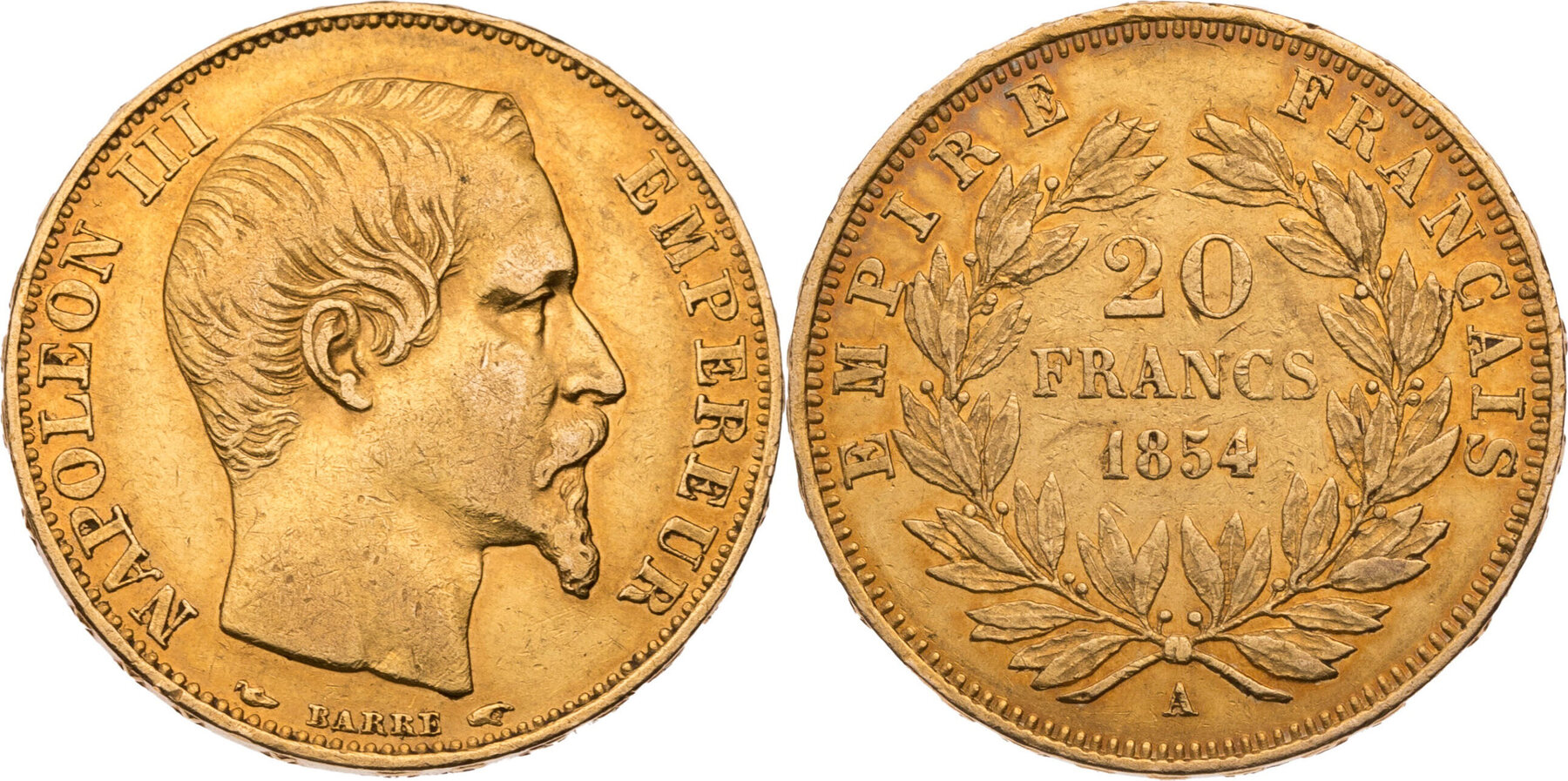 Frankreich 20 Francs 1854 A Napoleon III. (1852-1870) - Kursmünze (1853-1860) ss | MA-Shops