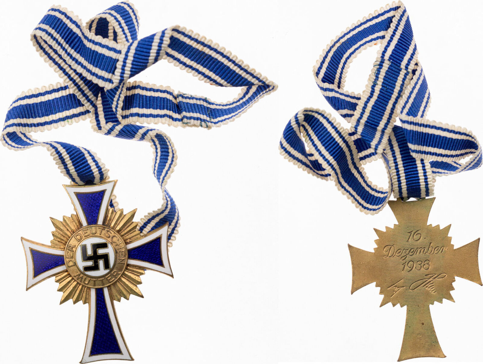 Drittes Reich Orden 16.12.1938 Goldenes Mutterkreuz 1. Stufe (2. Form ...