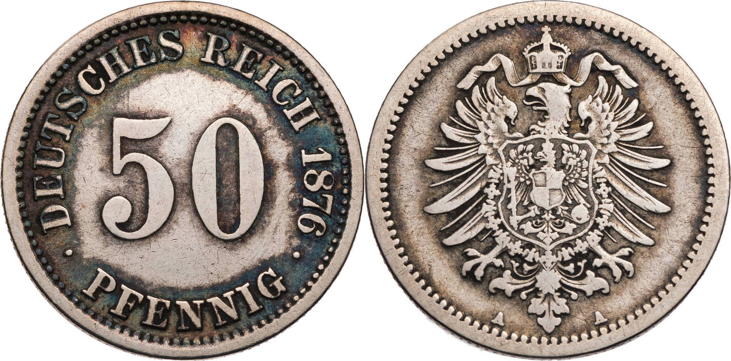 Kaiserreich 50 Pfennig 1876 A Kursmünze (1875-1877) ss | MA-Shops