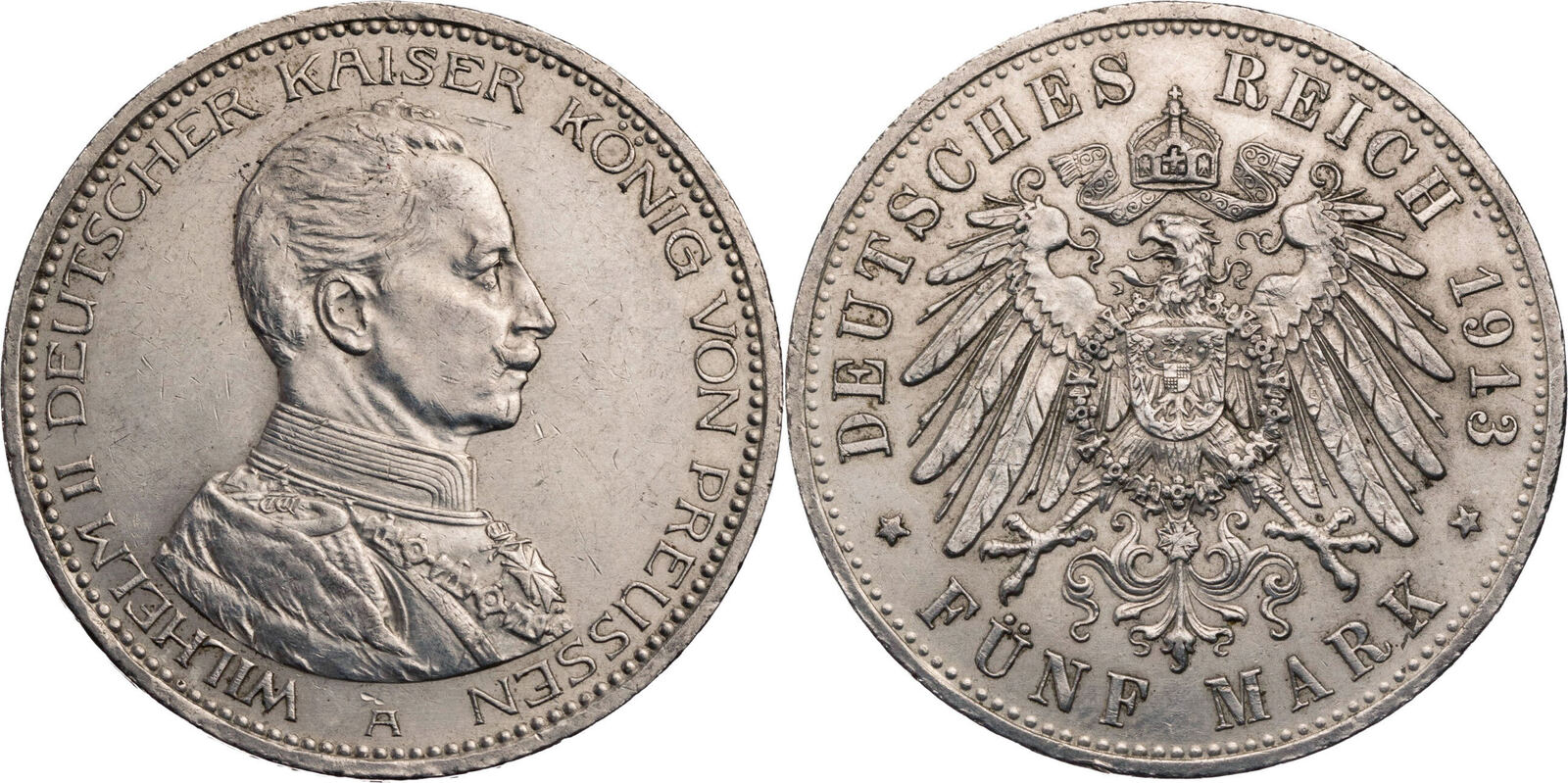 Kaiserreich, Preussen 5 Mark 1913 A Wilhelm II. (1888-1918) - zum 25. Regierungsjubiläum vz ...