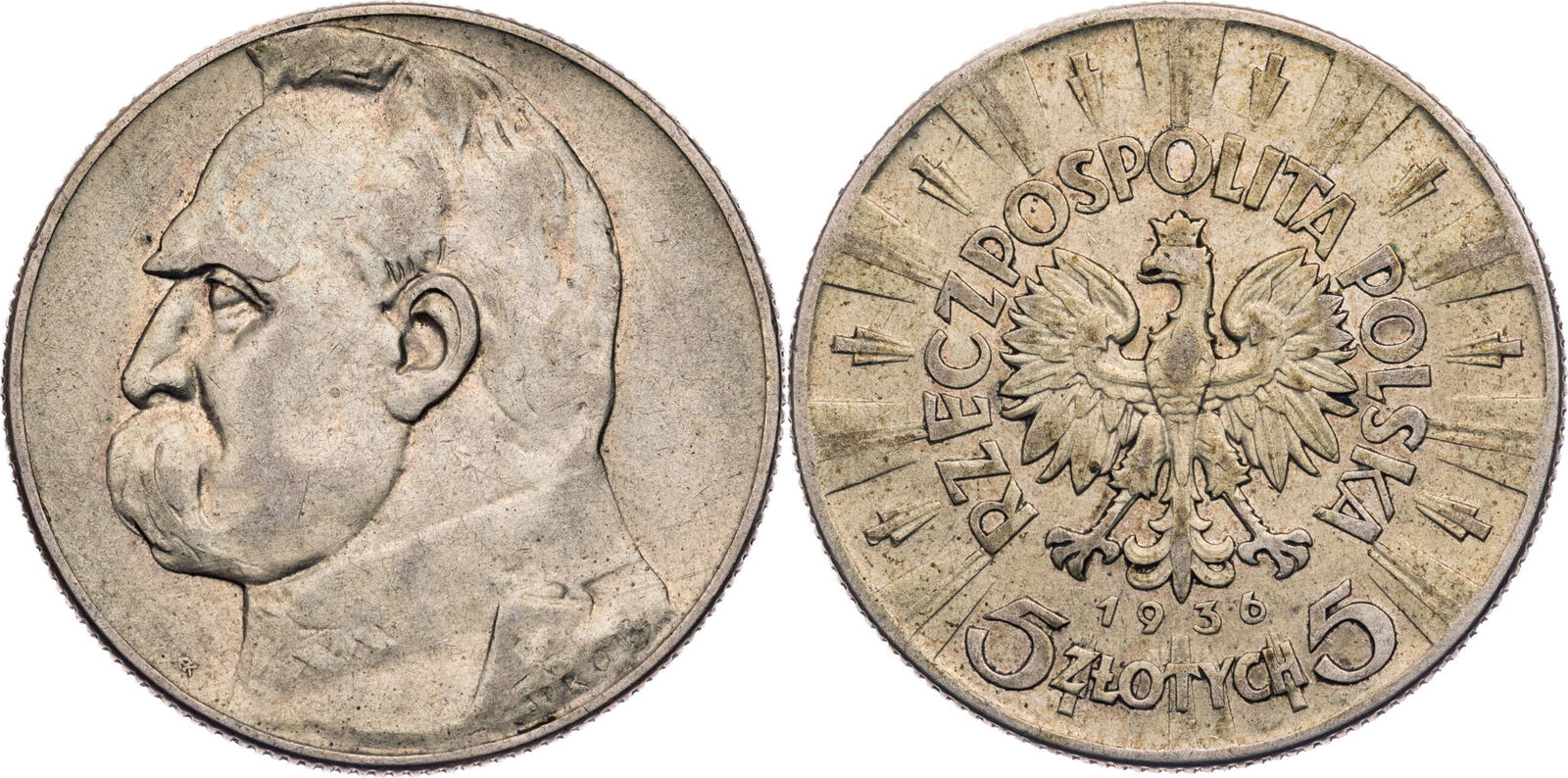 Polen 5 Zlotych 1936 Jozef Pilsudski - Kursmünze (1934-1938) ss | MA-Shops