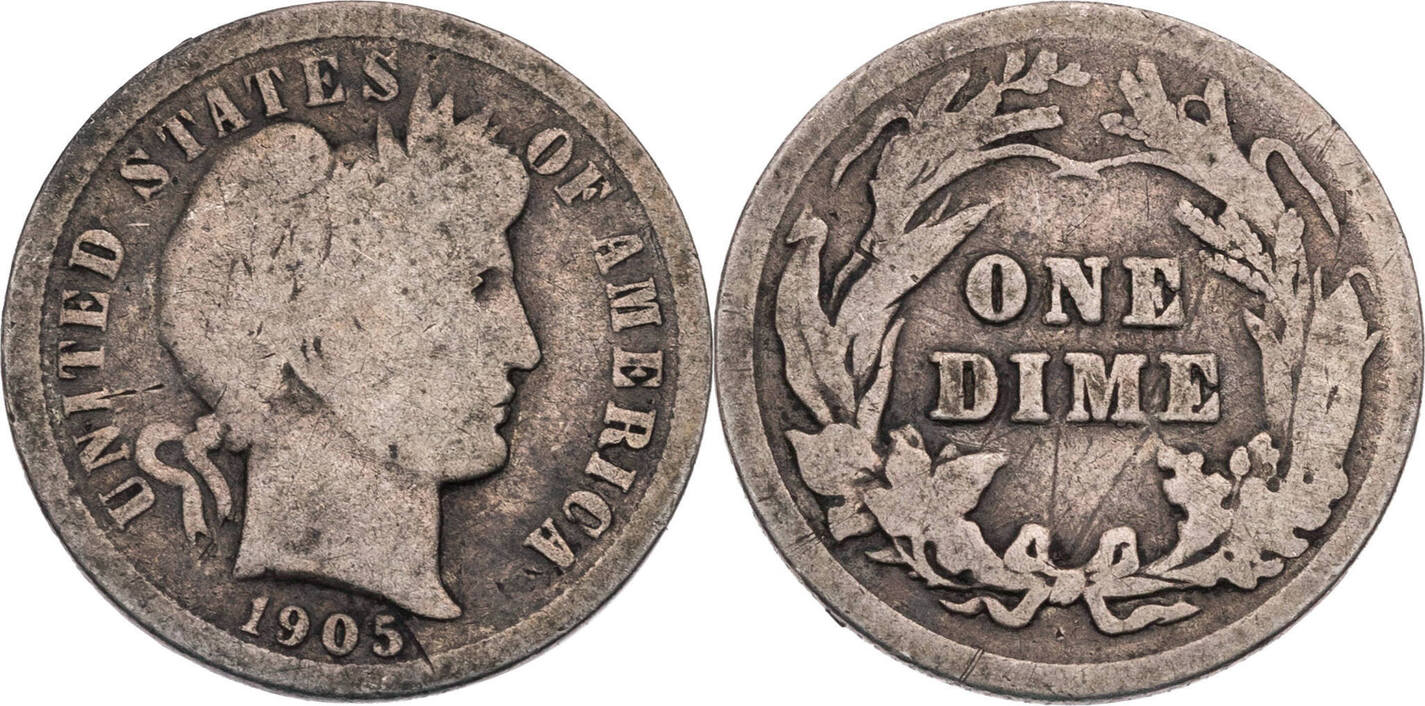 USA 1 Dime 1905 Barber Dime - Kursmünze (1892-1916) schön | MA-Shops