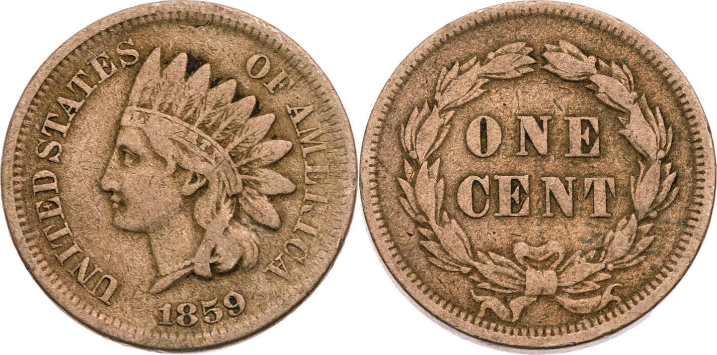 USA 1 Cent 1859 Indian Head Cent - Kursmünze s-ss | MA-Shops