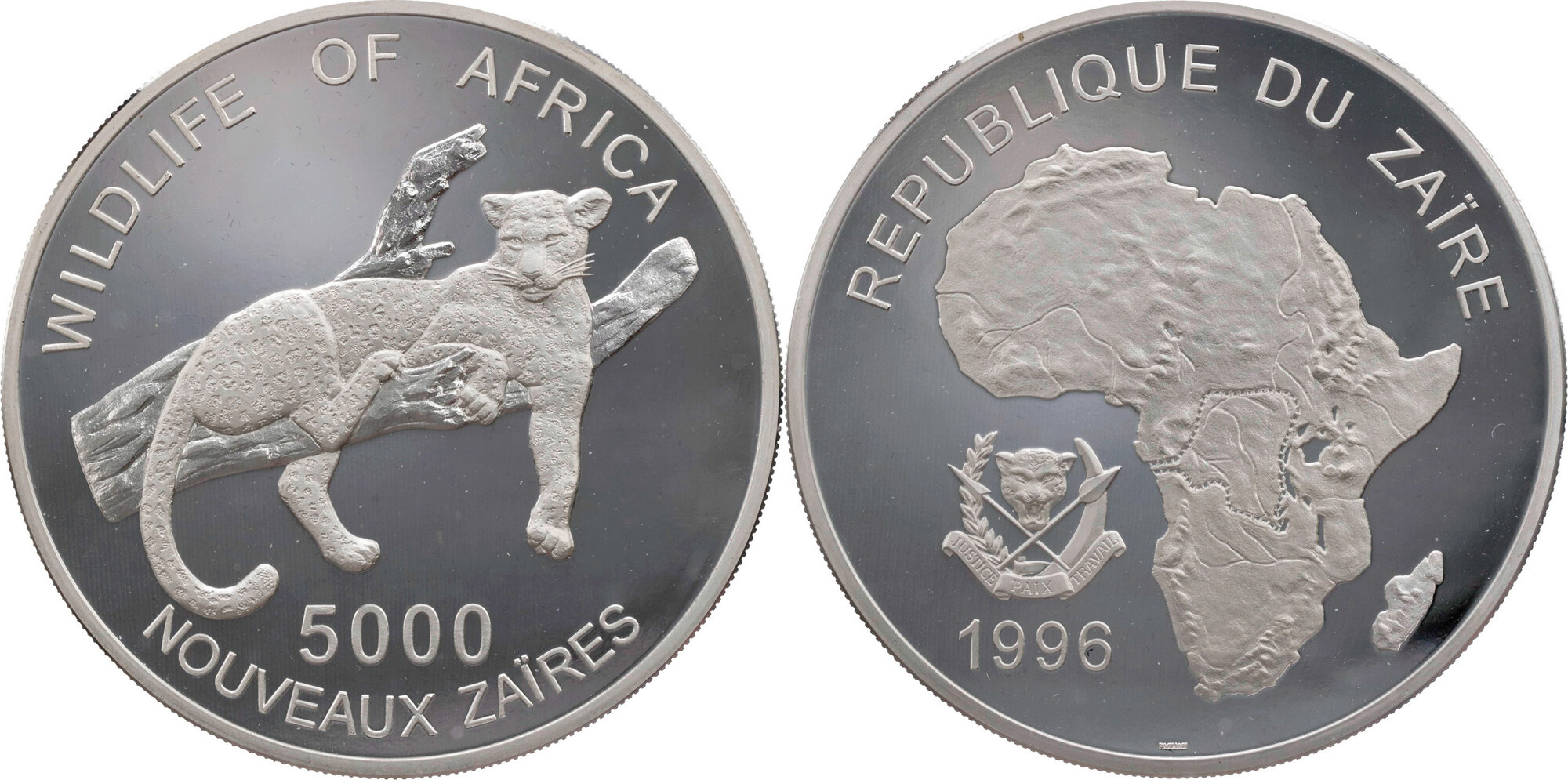 Zaire 5000 Nouveaux Zaïres 1996 Wildlife of Africa - Leopard PP | MA-Shops