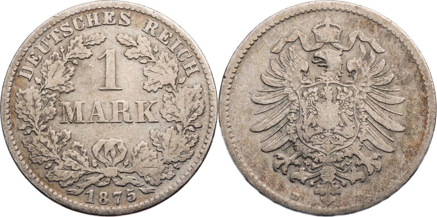 Kaiserreich 1 Mark 1875 D Kursmünze (1873-1887) schön | MA-Shops