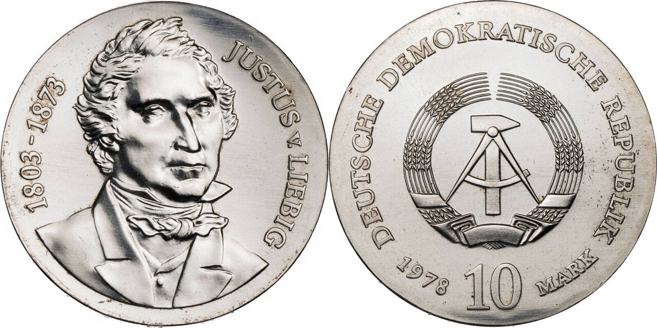 DDR 10 Mark 1978 (A) Zum 175. Geburtstag von Justus von Liebig vz | MA ...