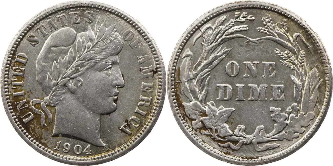 USA One Dime 1904 P Barber Dime f. vz | MA-Shops