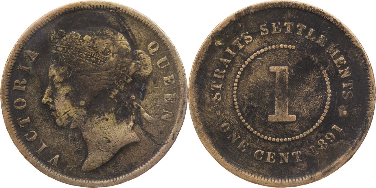 Malaysia, Strait Settlements 1 Cent 1891 Victoria (1837-1901) s-ss | MA-Shops