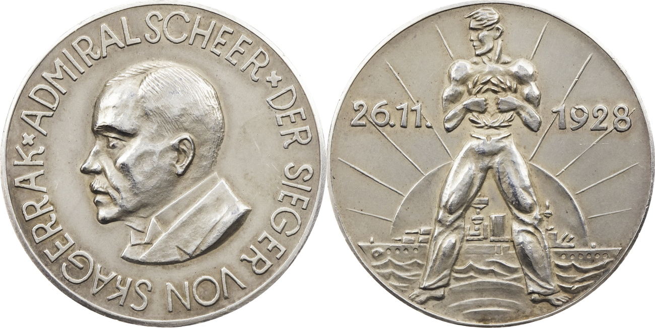 Weimarer Republik Medaille 1928 Auf den Tod von Admiral Reinhard Scheer ...