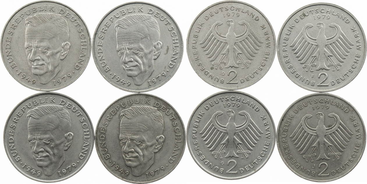 Bundesrepublik Deutschland 2 DM 1979 DFGJ 2 D-Mark Kursmünzen Kurt ...