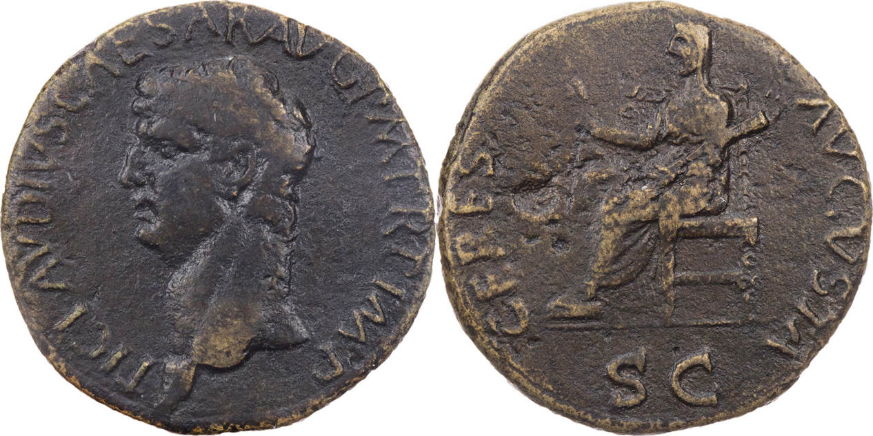 Römische Kaiserzeit Dupondius 41-50 n. Chr. Claudius, Kopf / CERES ...