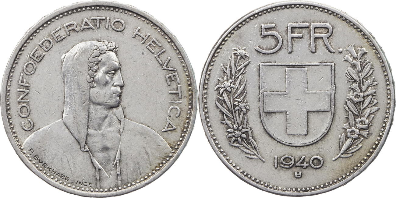 Schweiz 5 Franken 1940 B Alphirt - Kursmünze (1931-1969) ss | MA-Shops