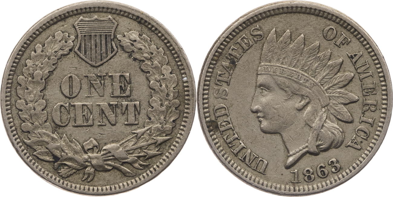 USA 1 Cent 1863 Indian Head s-ss | MA-Shops