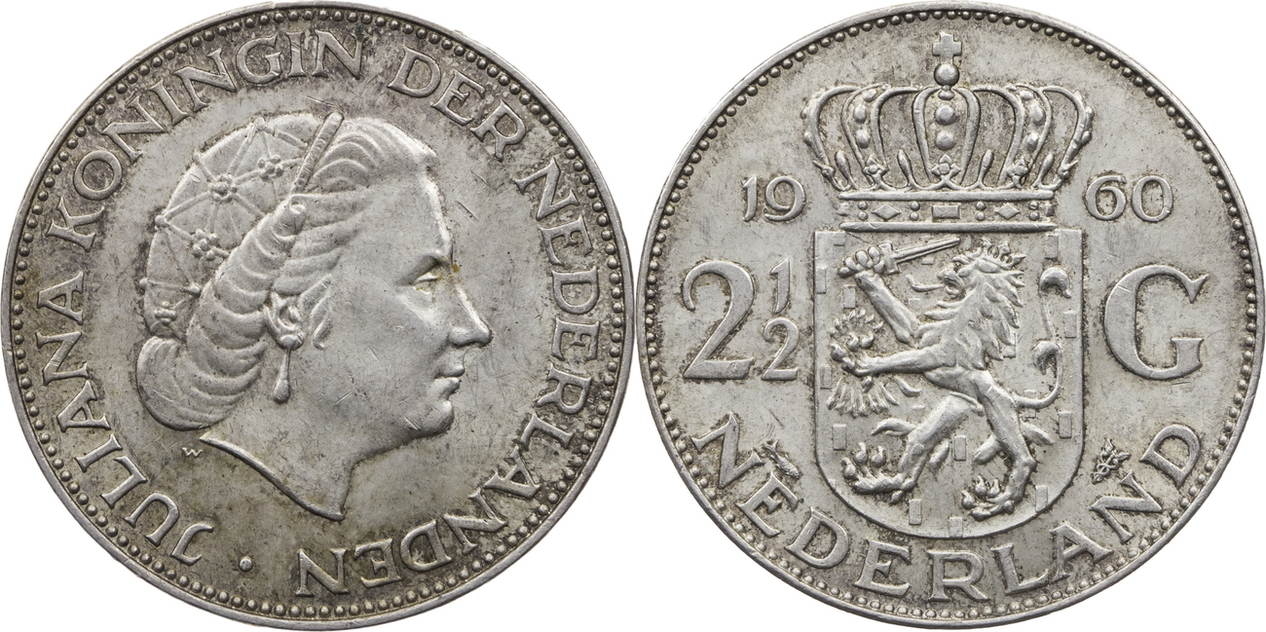 Niederlande 2 1 2 Gulden 1960 Juliana Vz MA Shops