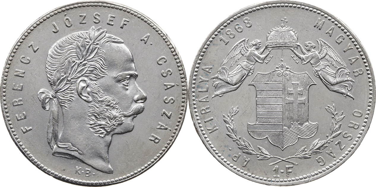 Ungarn 1 Forint 1868 KB Franz Josef I vz | MA-Shops