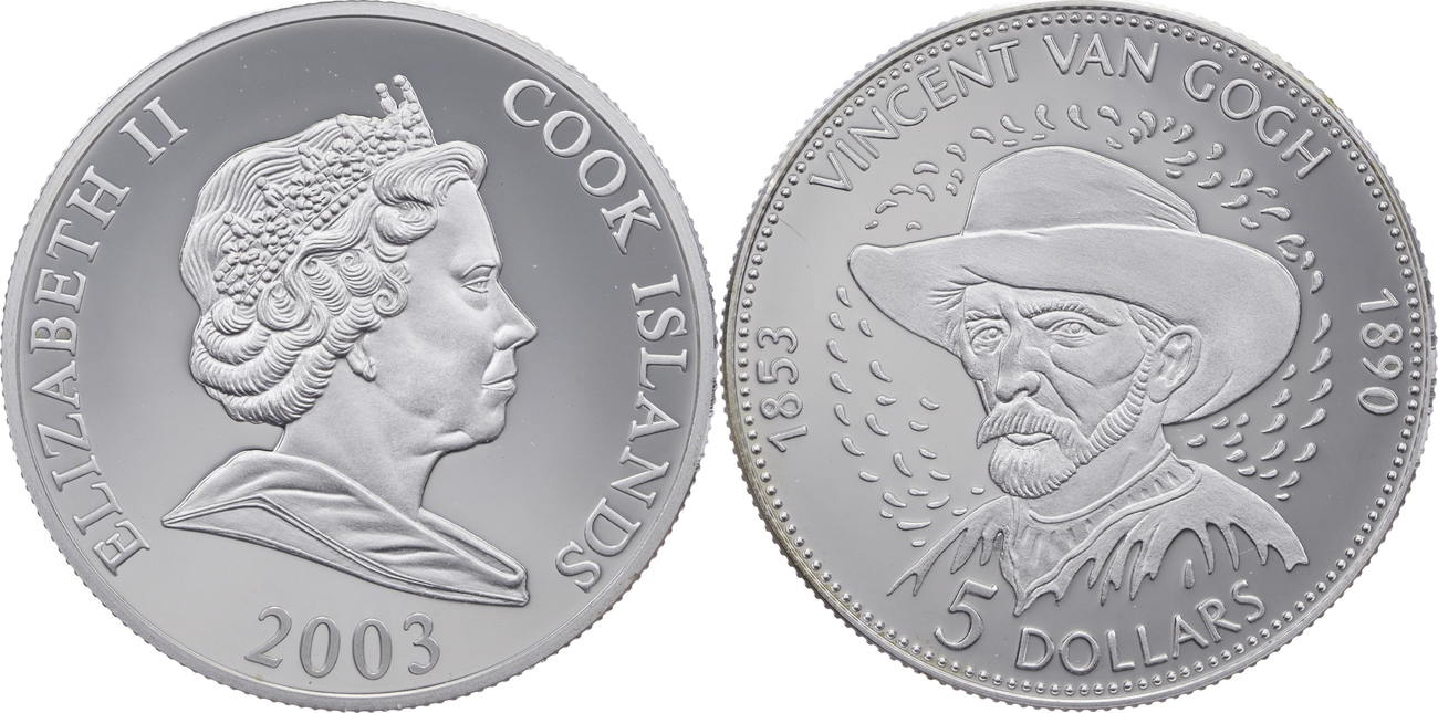 Cook Islands 5 Dollars 2003 Vincent van Gogh PP (gekapselt) | MA-Shops