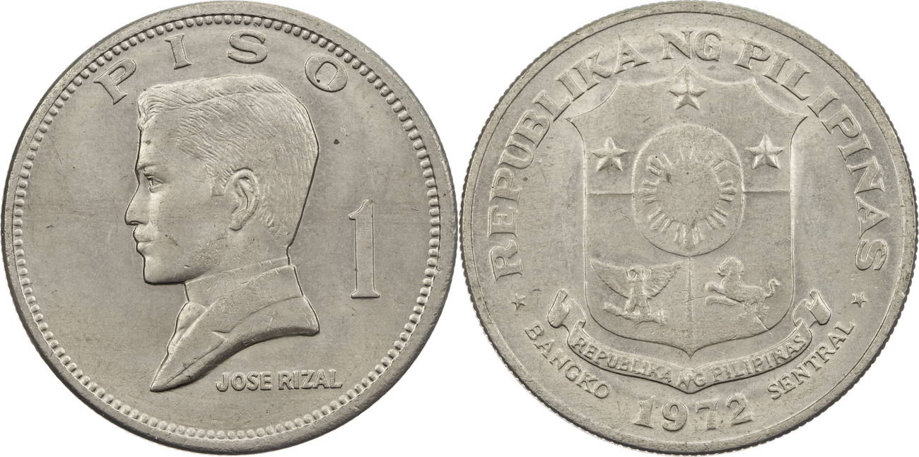Philippinen 1 Piso 1972 Jose Rizal - Kursmünze f. vz | MA-Shops
