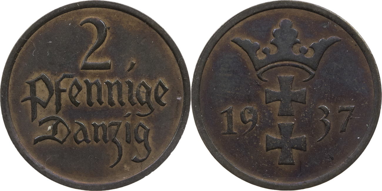 Danzig 2 Pfennige 1937 (A) Kursmünze vz | MA-Shops