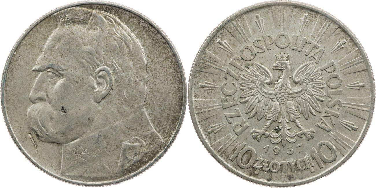 Polen 10 Zloty 1937 Josef Pilsudski ss | MA-Shops