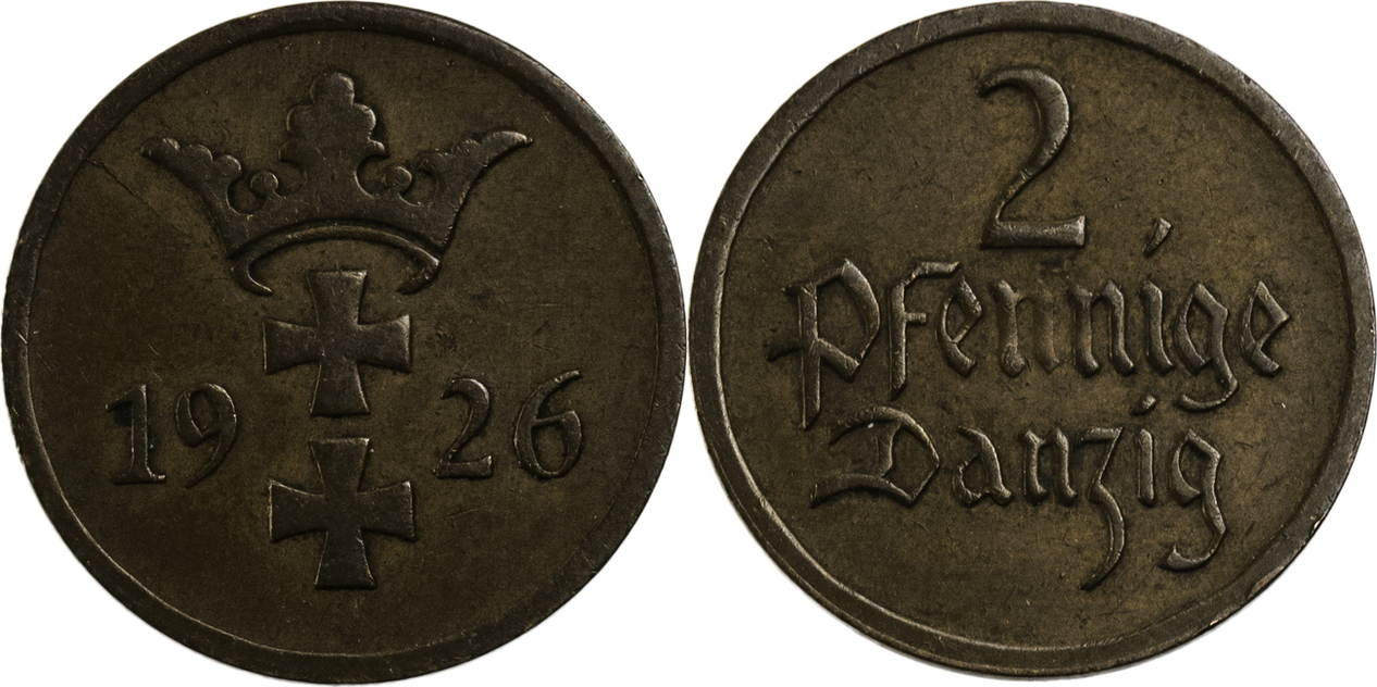 Danzig 2 Pfennige 1926 ss | MA-Shops