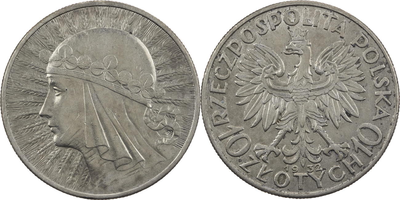 Polen 10 Zloty 1932 Königin Jadwiga - Kursmünze (1932-1933) ss+ | MA-Shops