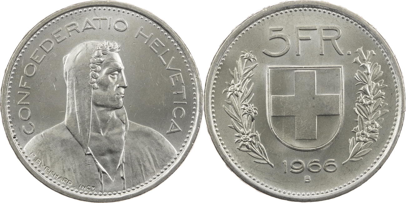 Schweiz 5 Franken 1966 B Alphirt - Kursmünze (1931-1969) vz | MA-Shops