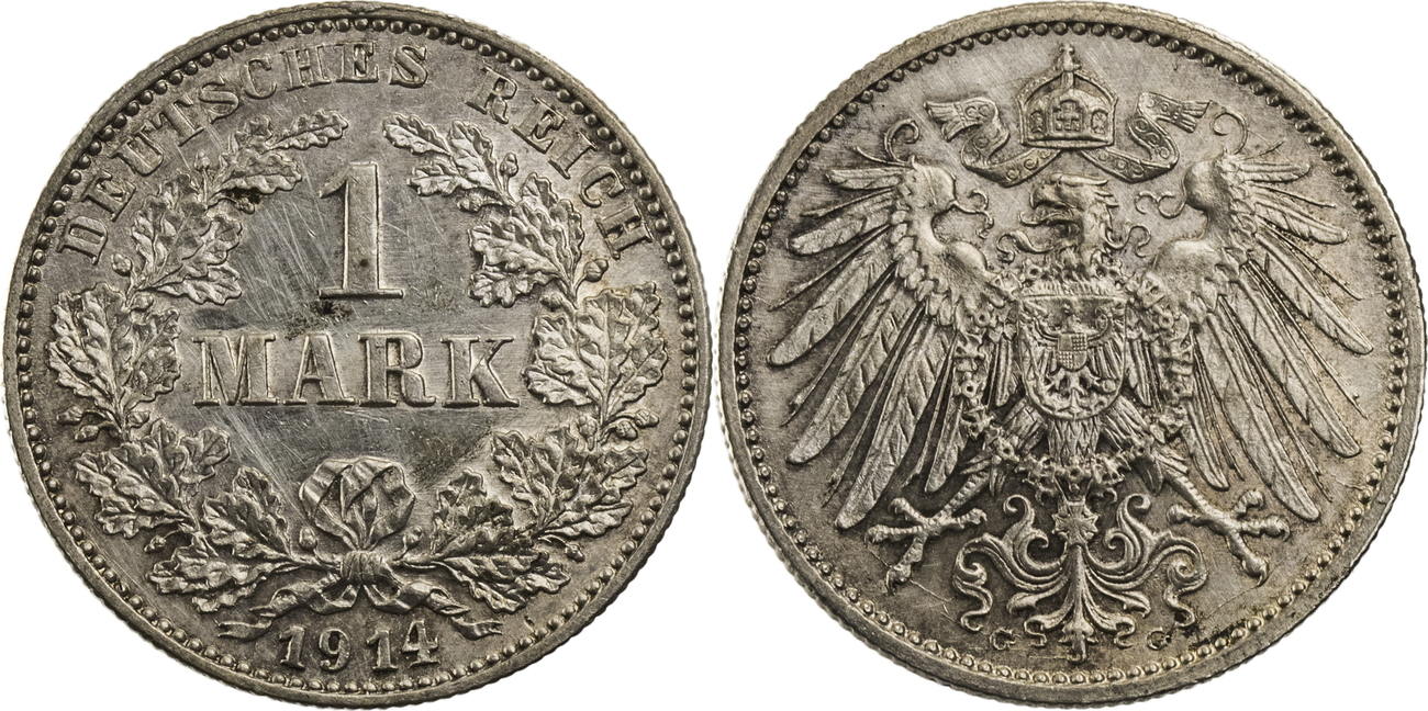 Kaiserreich 1 Mark 1914 G Kursmünze vz- | MA-Shops