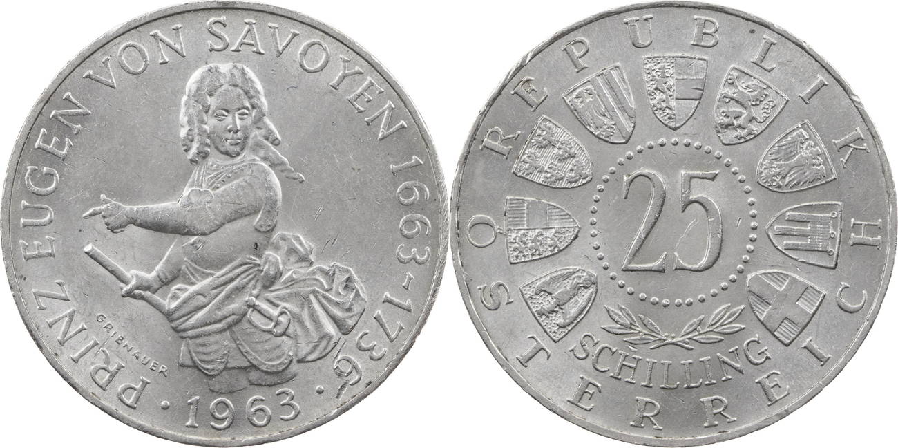 Österreich 25 Schilling 1963 Prinz Eugen von Savoyen ss | MA-Shops