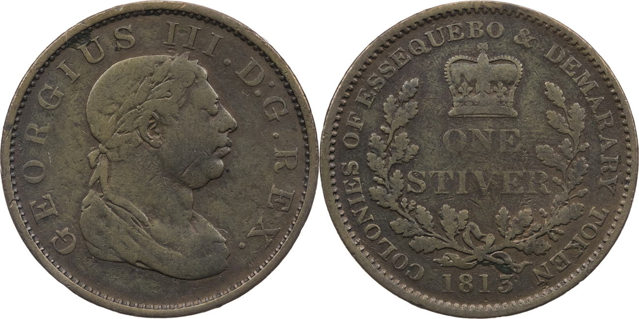 Demerara and Essequibo (Guyana) 1 Stiver 1813 George III ss- | MA-Shops